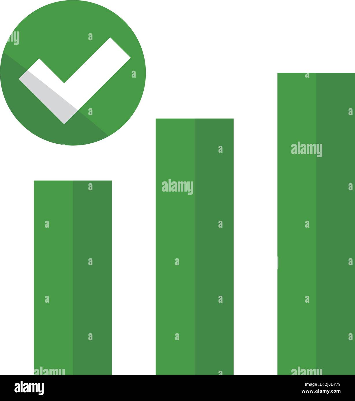 Bar graph and check mark. Success of business. Editable vector Stock ...