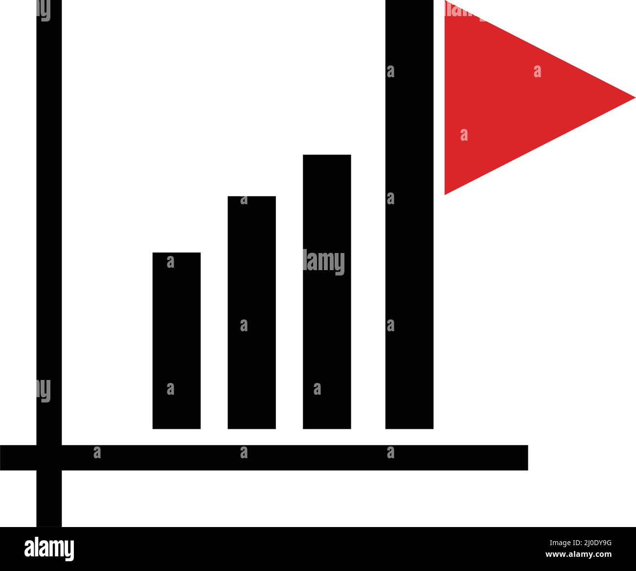 A bar graph with flags. Goal achieved. Editable vector Stock Vector ...