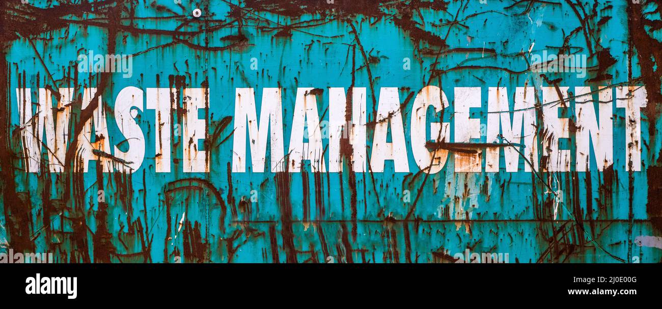 Grungy Waste Management Sign Stock Photo - Alamy