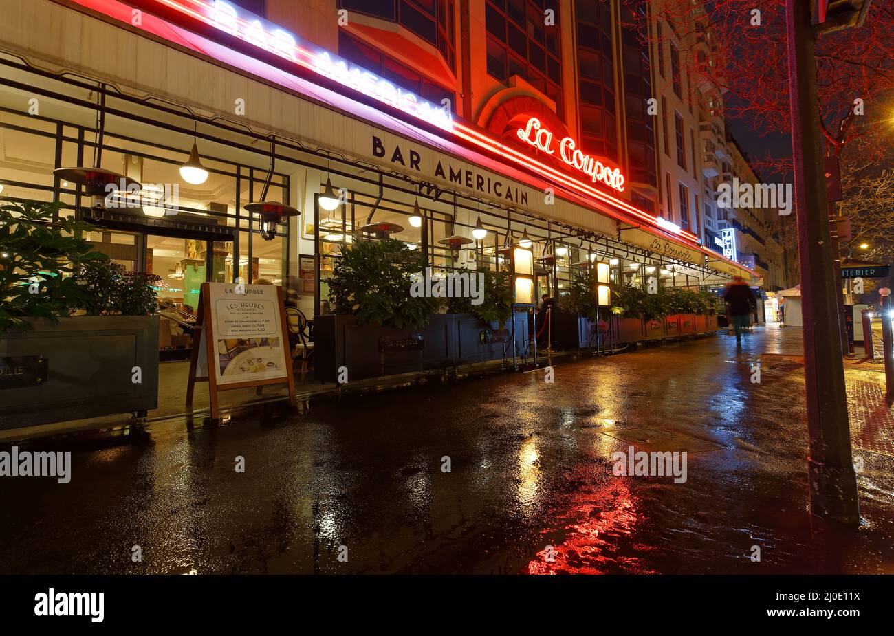 The famous cafe La Coupole at rainy night , Paris, France Stock Photo ... The famous cafe La Coupole at rainy night , Paris, France Stock Photo ...