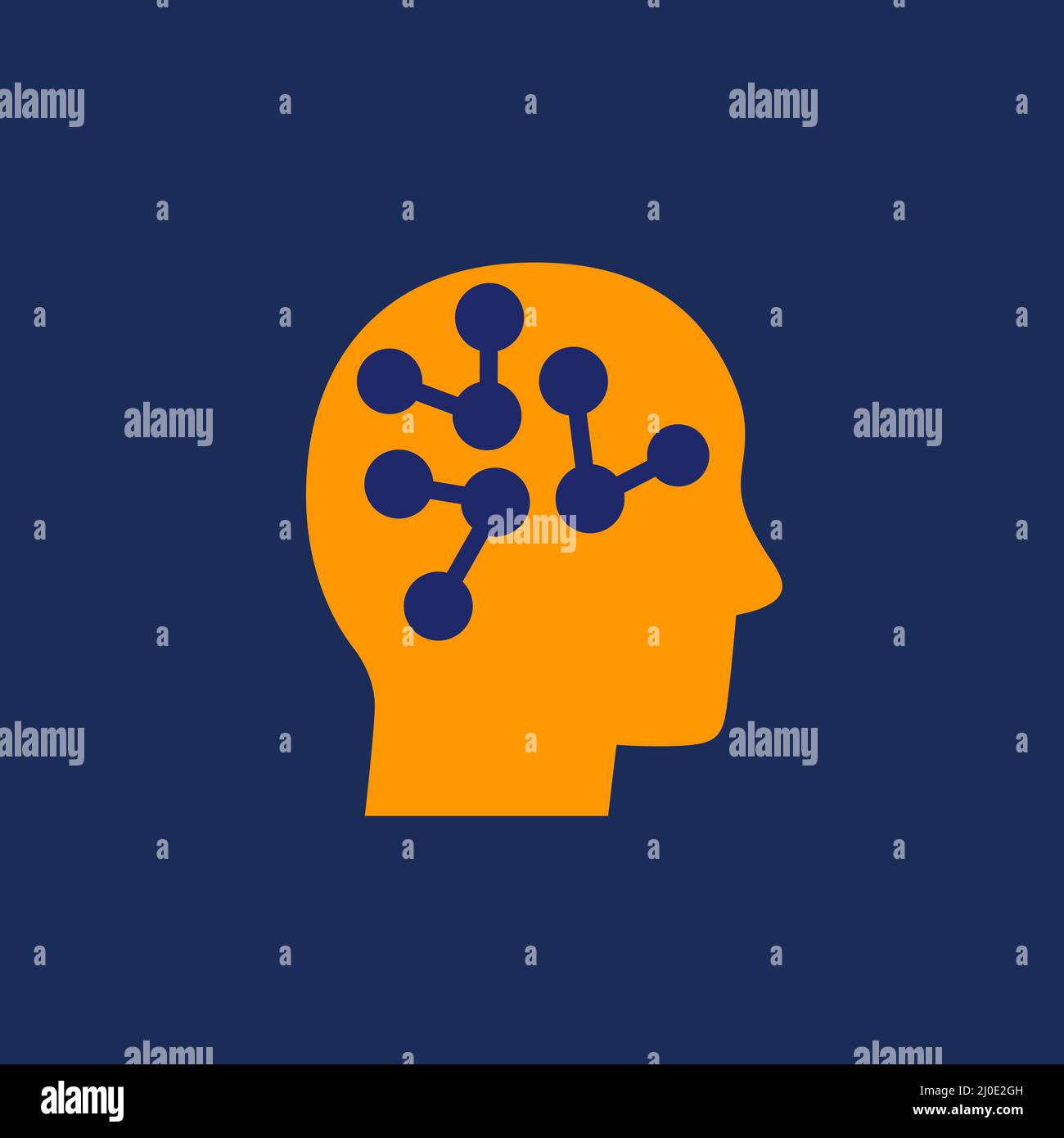 neuron connections in brain icon with a head Stock Vector Image & Art ...