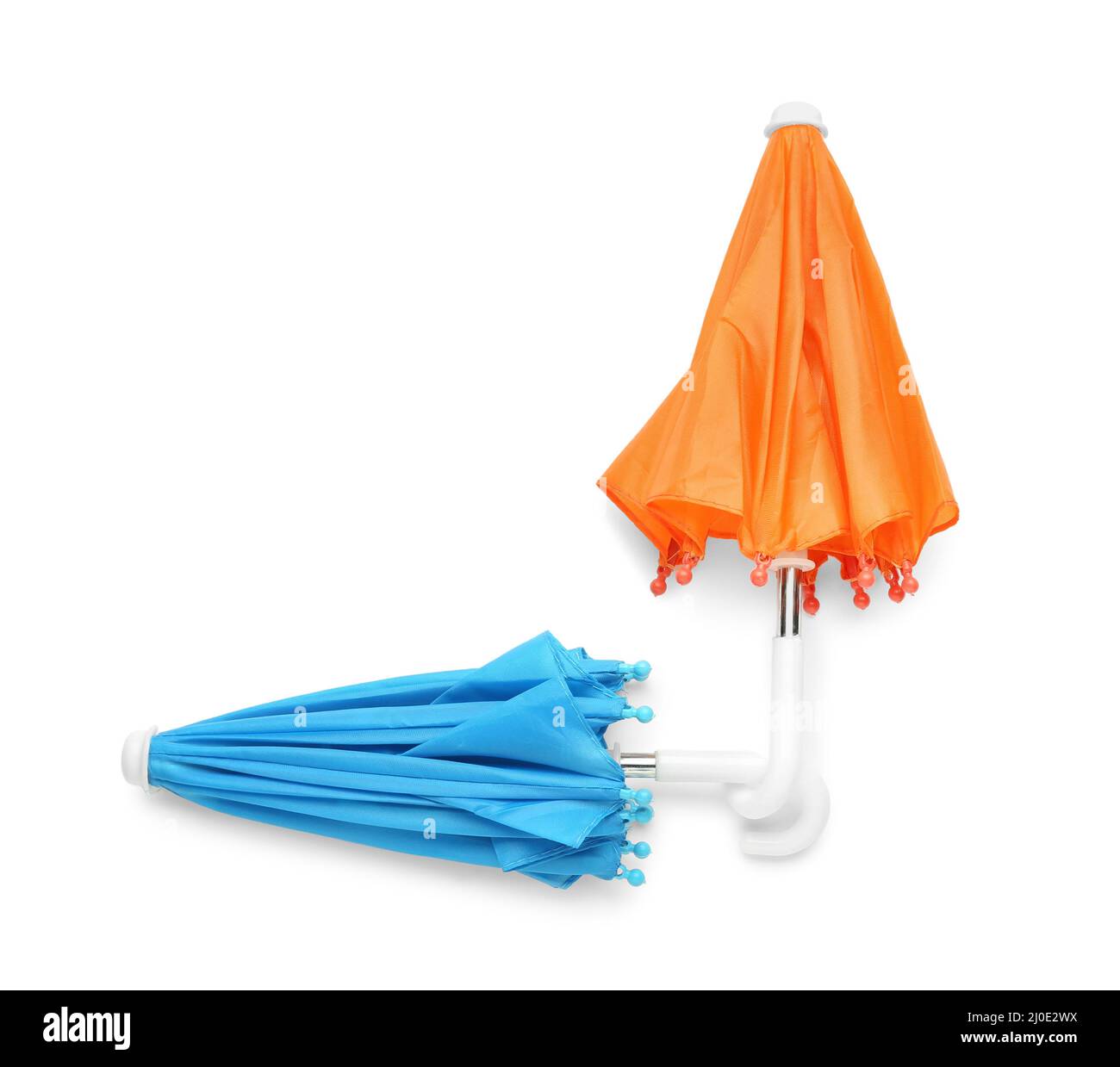 Two umbrellas on white background Stock Photo - Alamy