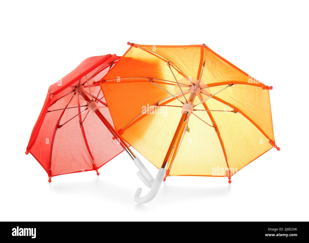 Colorful open umbrellas on white background Stock Photo - Alamy