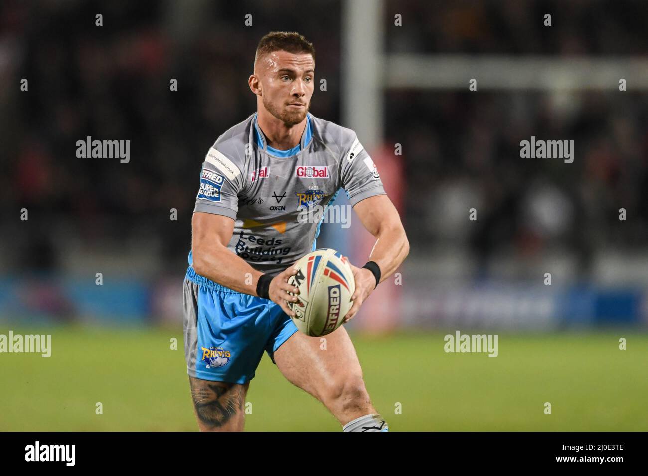 Jack Walker #1 of Leeds Rhinos runs forward with the ball Stock Photo ...