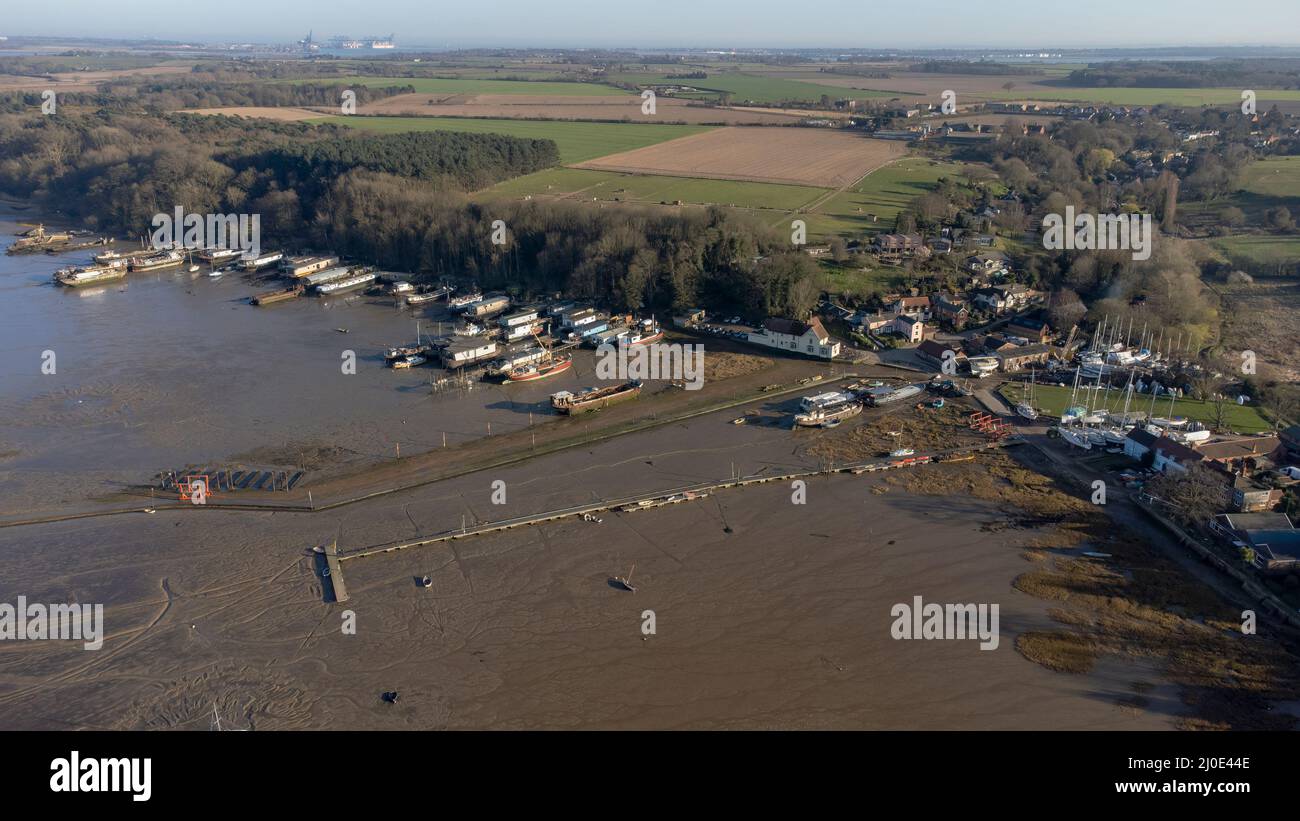 An aerial view of Pin Mill in Suffolk, UK Stock Photo - Alamy