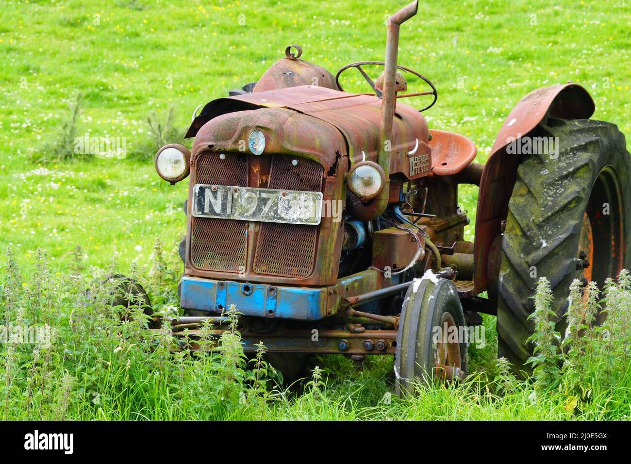 Vintage fordson tractor in field Stock Photo - Alamy