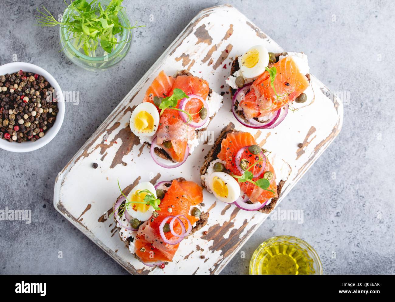 Scandinavian open faced sandwich Stock Photo - Alamy