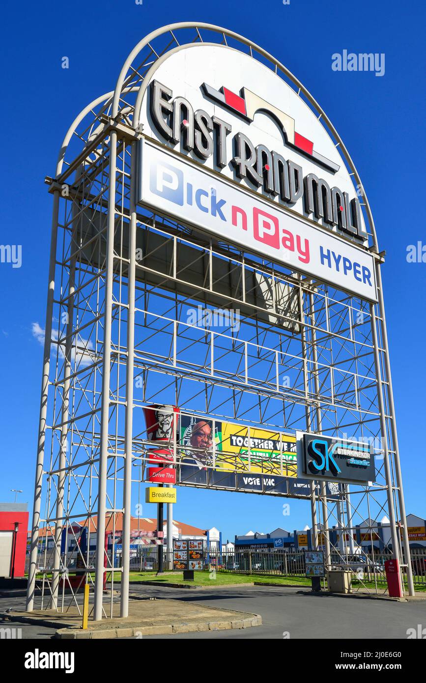Welcome sign in front of East Rand Mall, Boksburg, East Rand, Gauteng ...