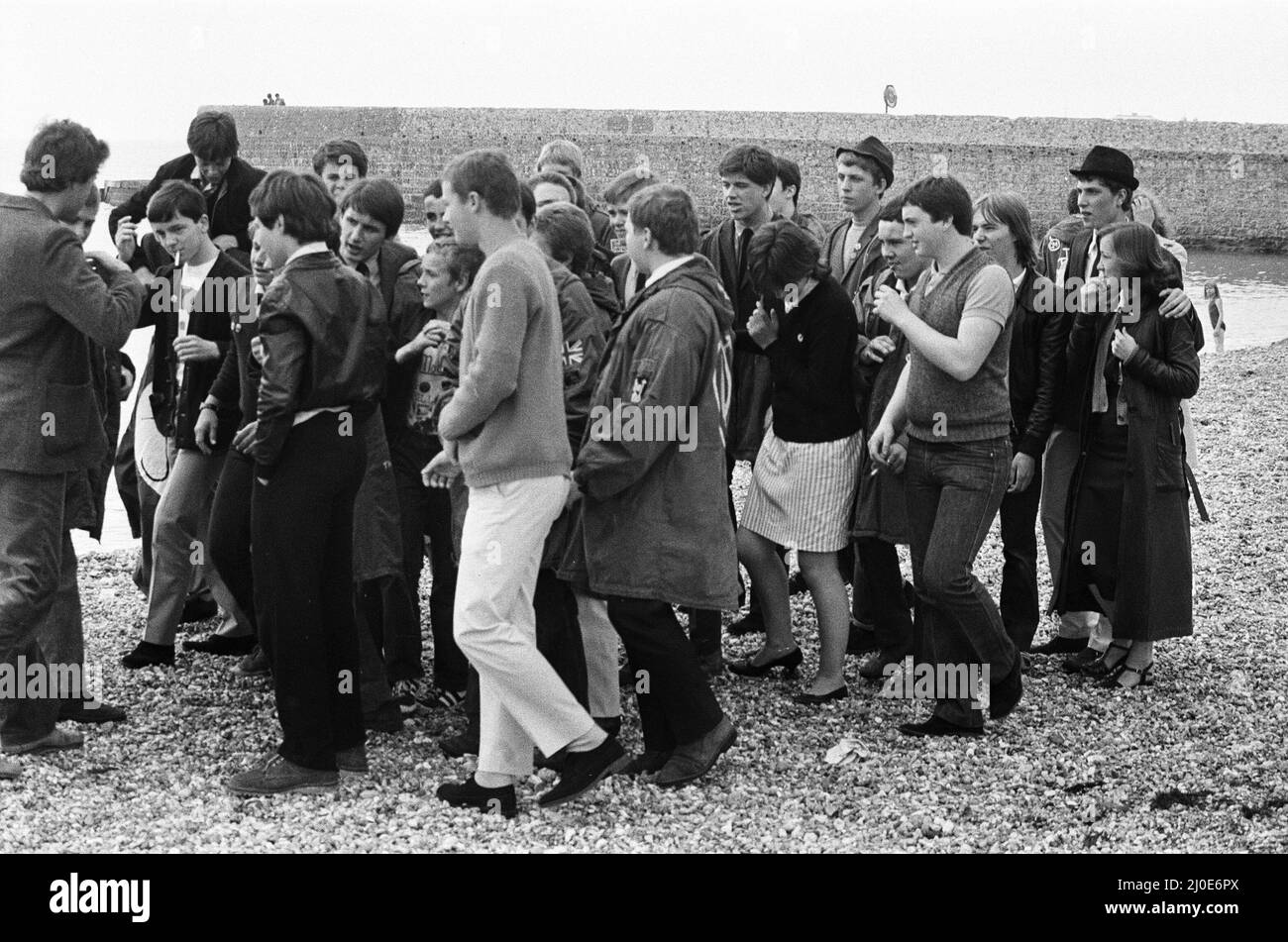 Mods, Brighton Beach, East Sussex, Monday 27th August 1979 Stock Photo ...