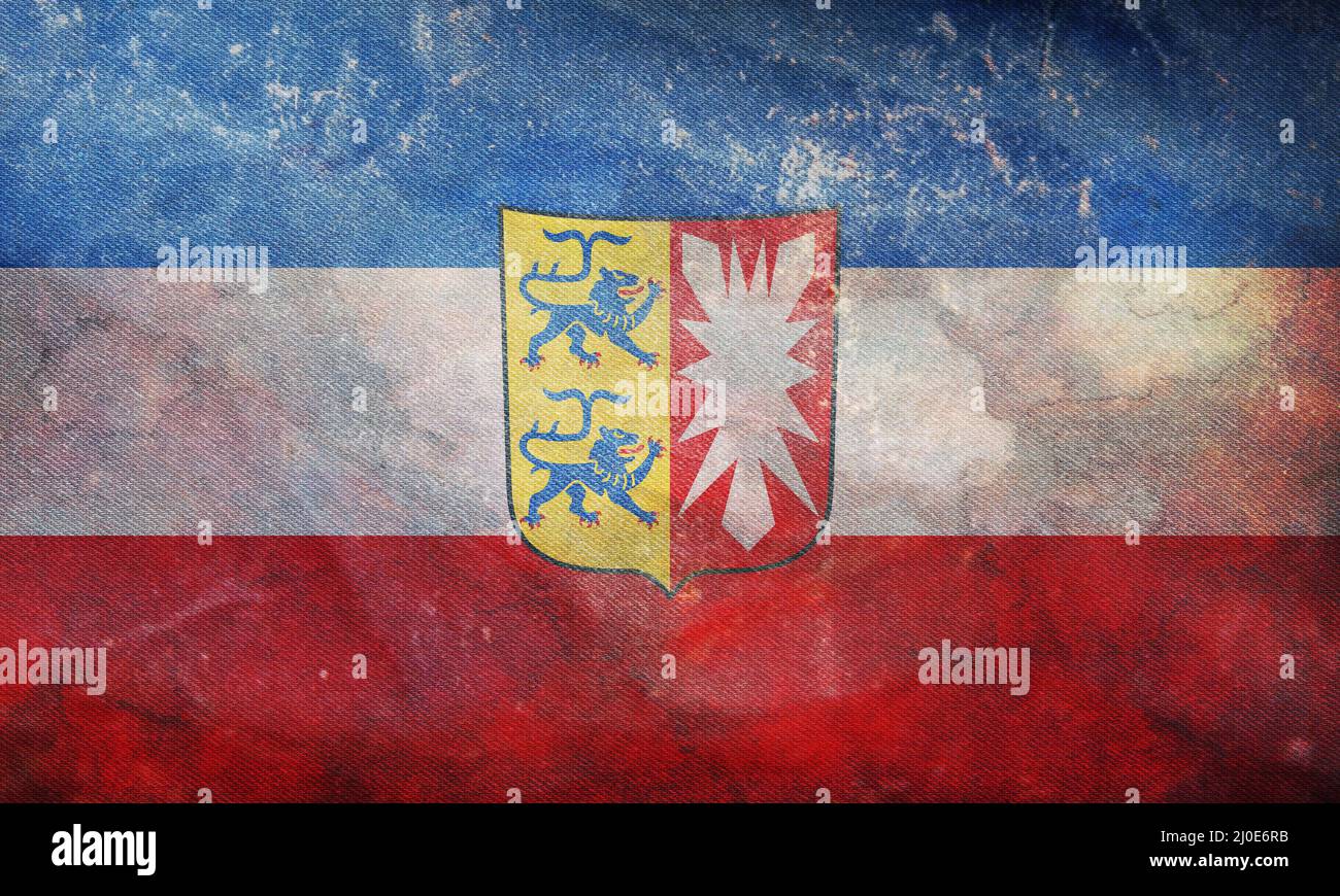 Top view of retro flag of Schleswig Holstein, state with grunge texture ...
