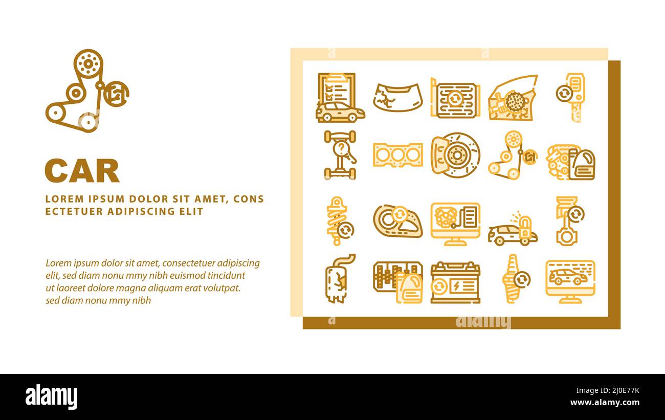 Car Service Technical Maintenance Landing Header Vector Stock Vector ...