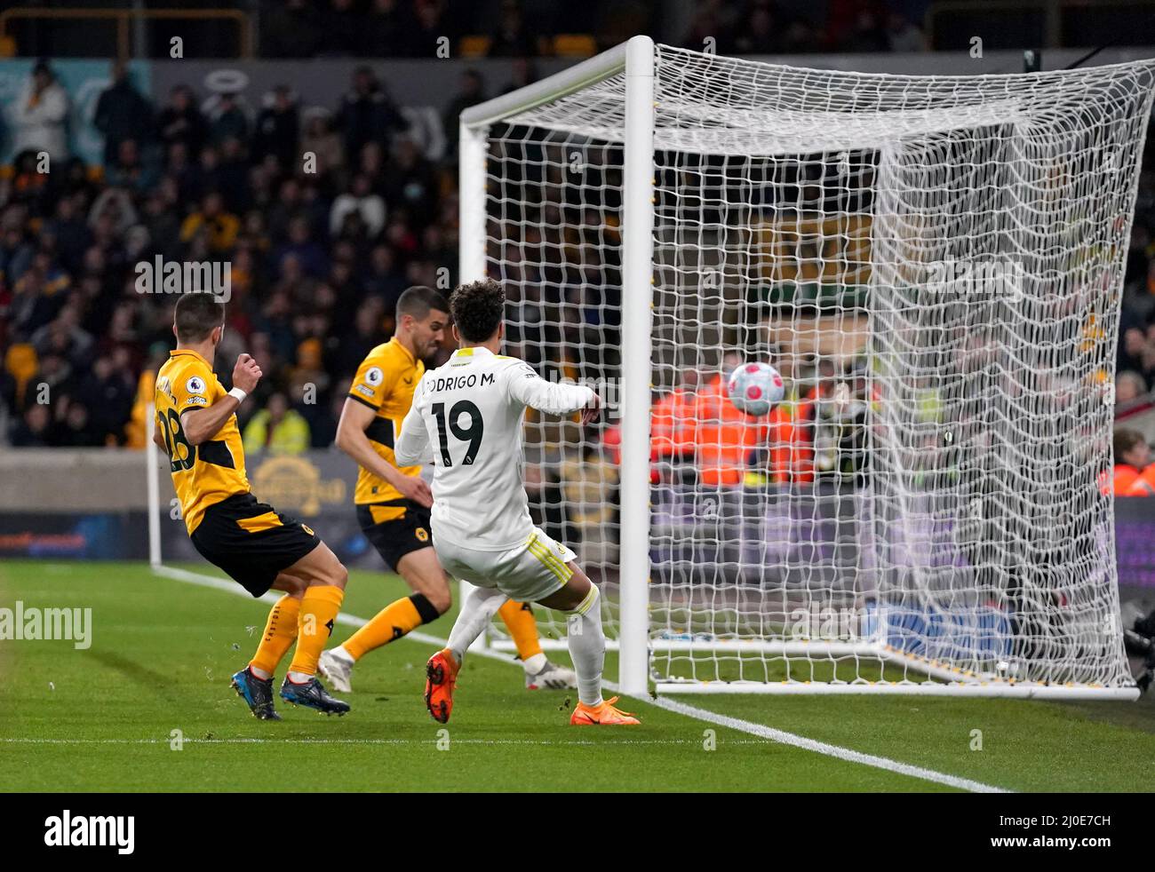 Leeds United's Rodrigo scores their side's second goal of the game ...
