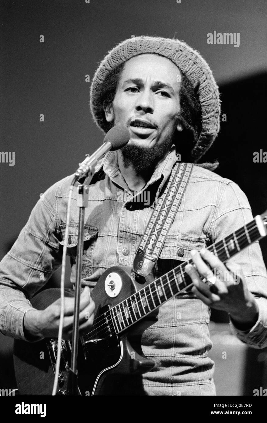 Jamaican singer Bob Marley seen here performing in London. Marley is a ...