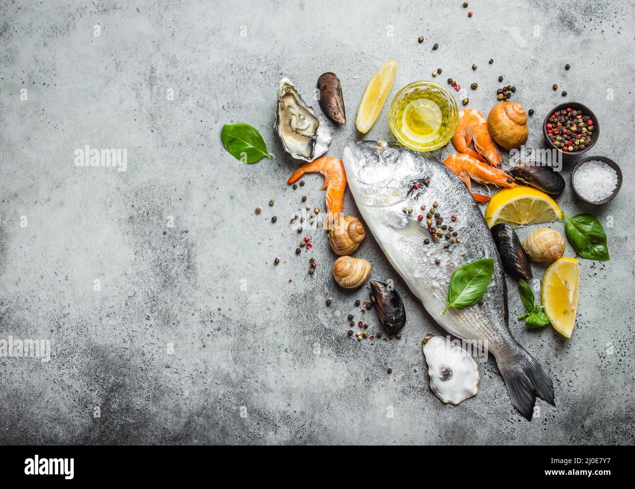 Fish and seafood assortment Stock Photo - Alamy