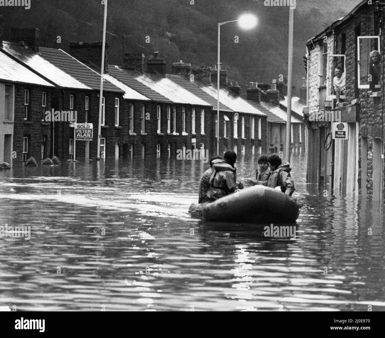 Welsh Floods 1979, Our picture shows ... a rescue boat from Atlantic ...