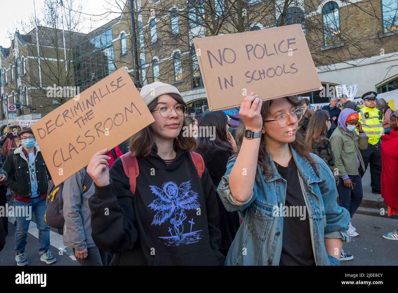 London, UK. 18th Mar 2022. The protest led by Hackney Cop Watch moves ...