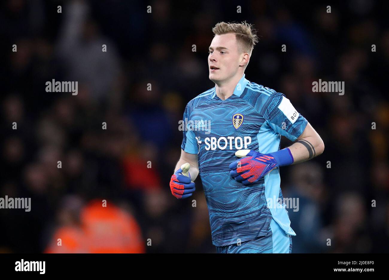 Leeds United goalkeeper Kristoffer Klaesson runs onto the pitch during ...