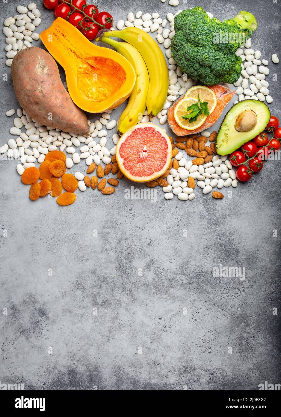 Natural food sources of potassium Stock Photo - Alamy
