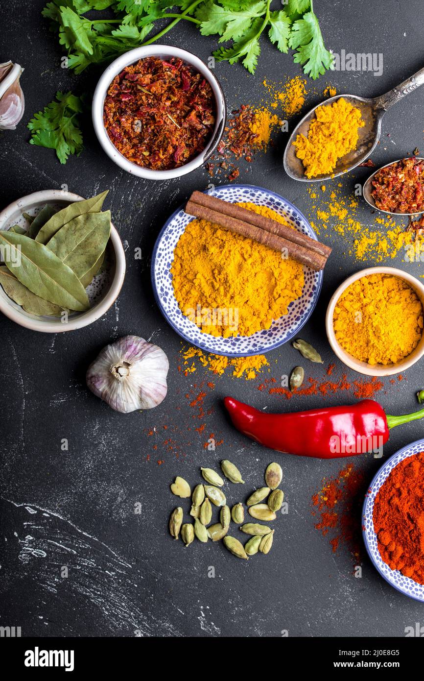 Indian food cooking background Stock Photo - Alamy