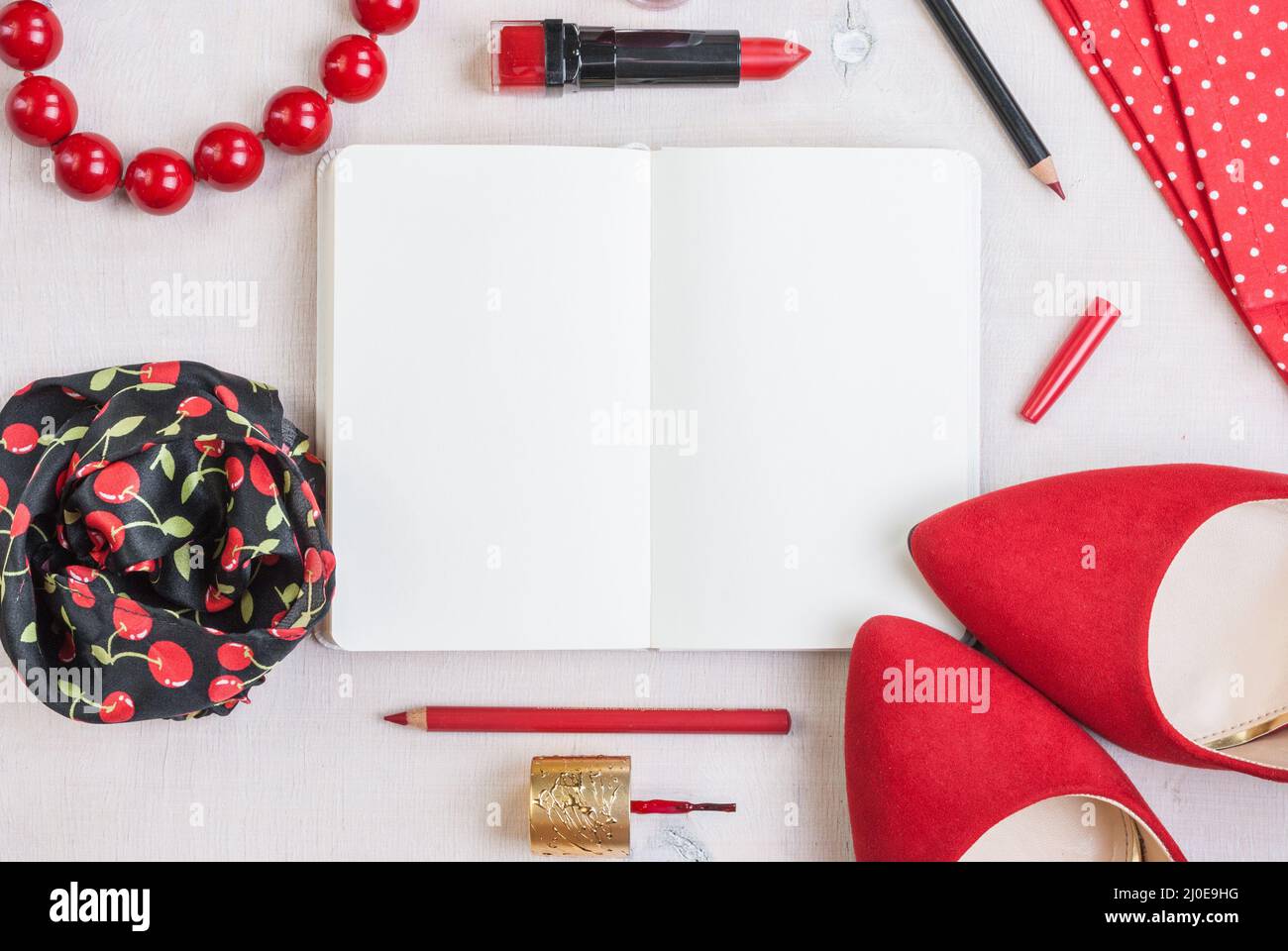 Still life of fashion woman. Feminine cosmetic background Stock Photo ...