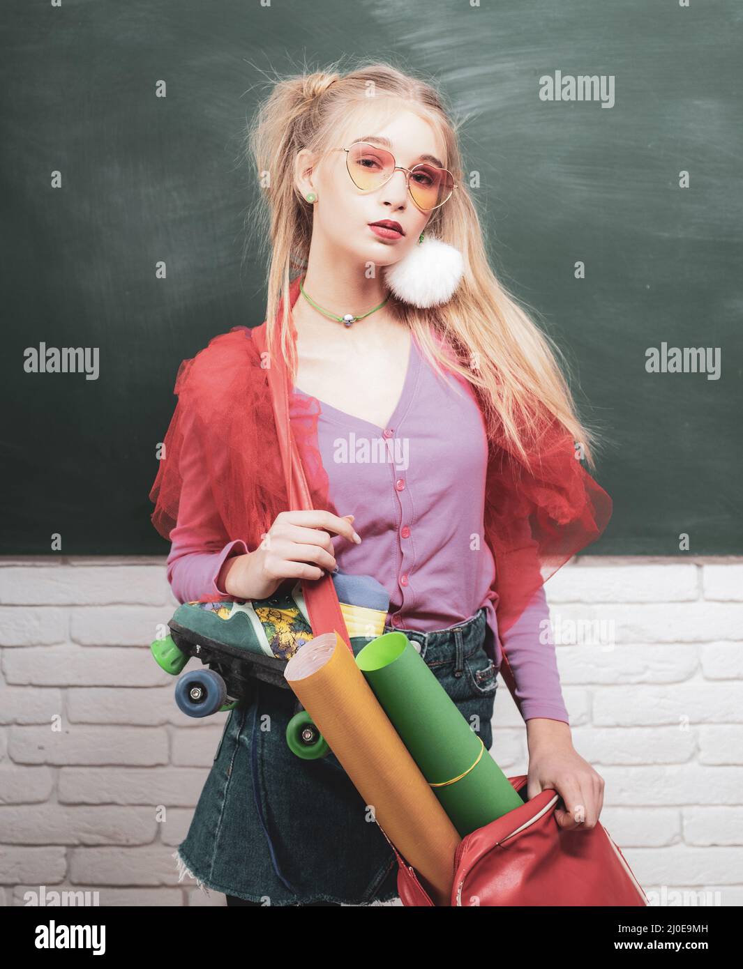 Self expression and fashion. Fancy schoolgirl. School fashion. Creative ...