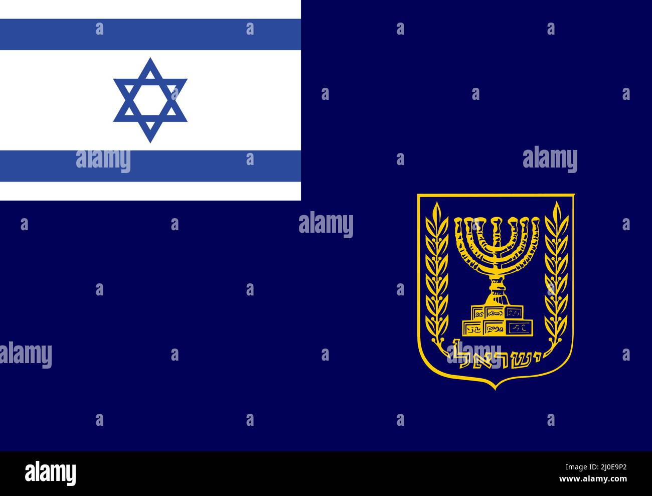 Top view of flag Prime Minister at Sea, Israel. Israeli patriot and ...