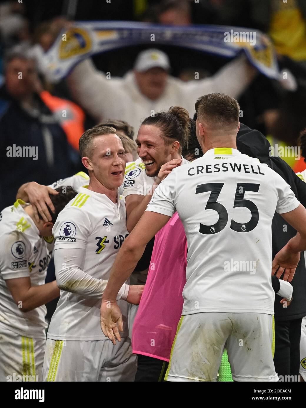 Luke Ayling #2 of Leeds United celebrates his goal to make it 2-3 Stock ...