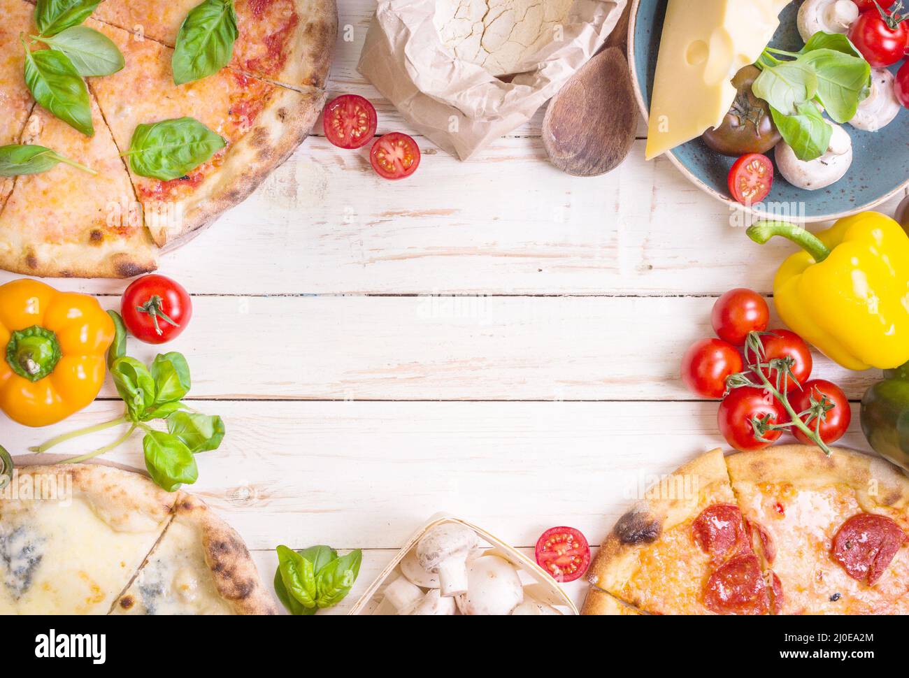 Pizza four cheese ingredients hi-res stock photography and images - Alamy