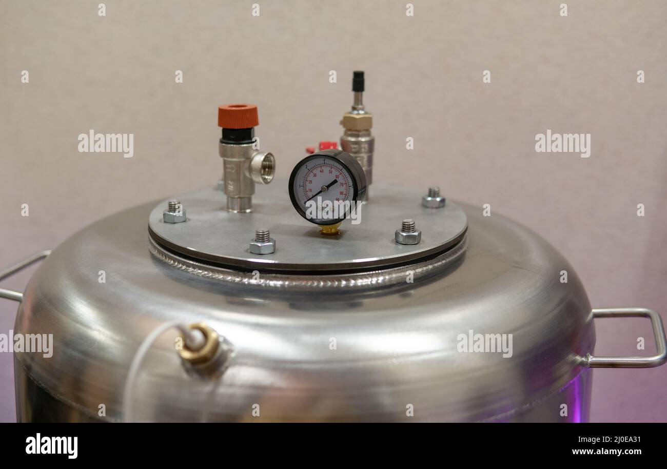 autoclave made of stainless steel for sterilization. Industrial food ...