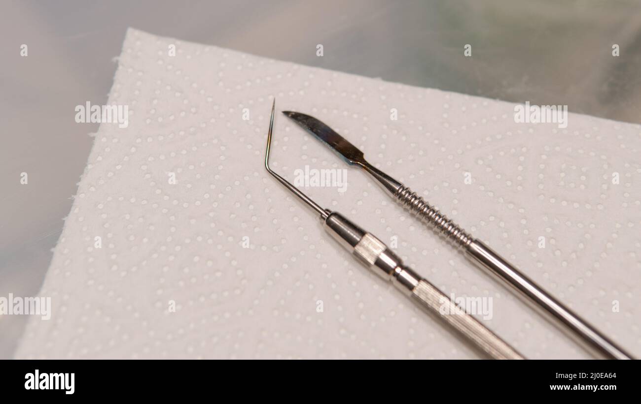 medical steel instrument. Sterilization of surgical steel for work ...