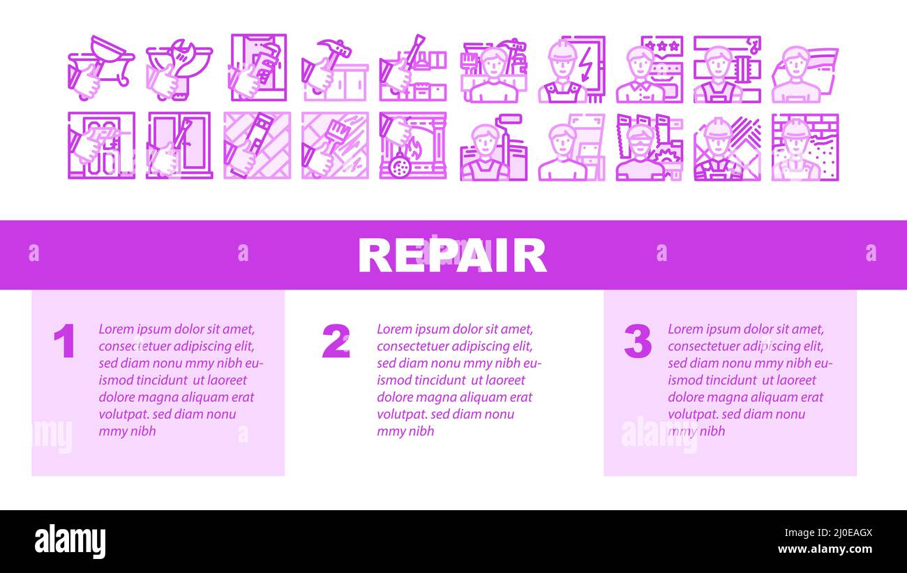 Repair And Maintenance Service Landing Header Vector Stock Vector Image ...