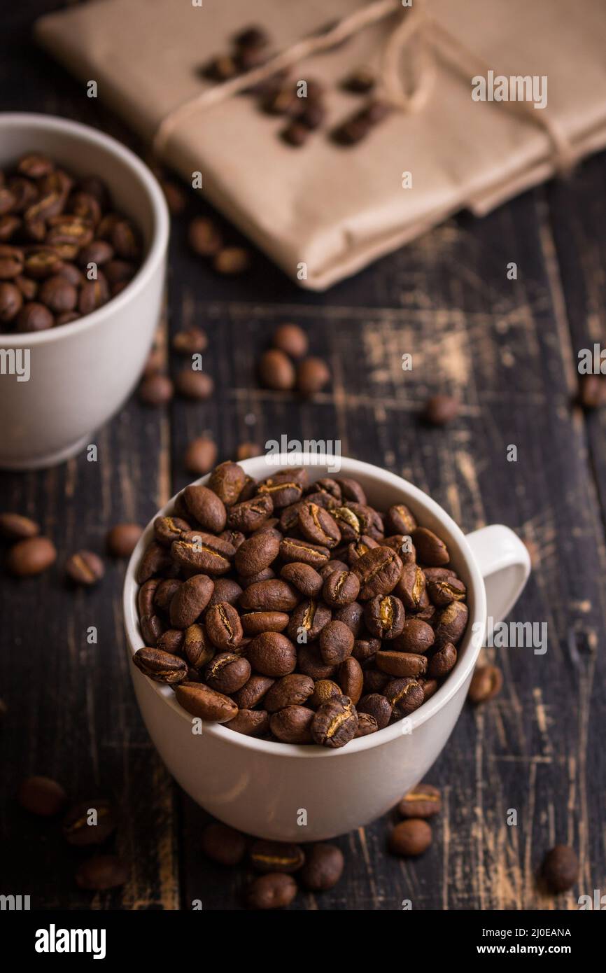 Coffee beans in a cups Stock Photo - Alamy
