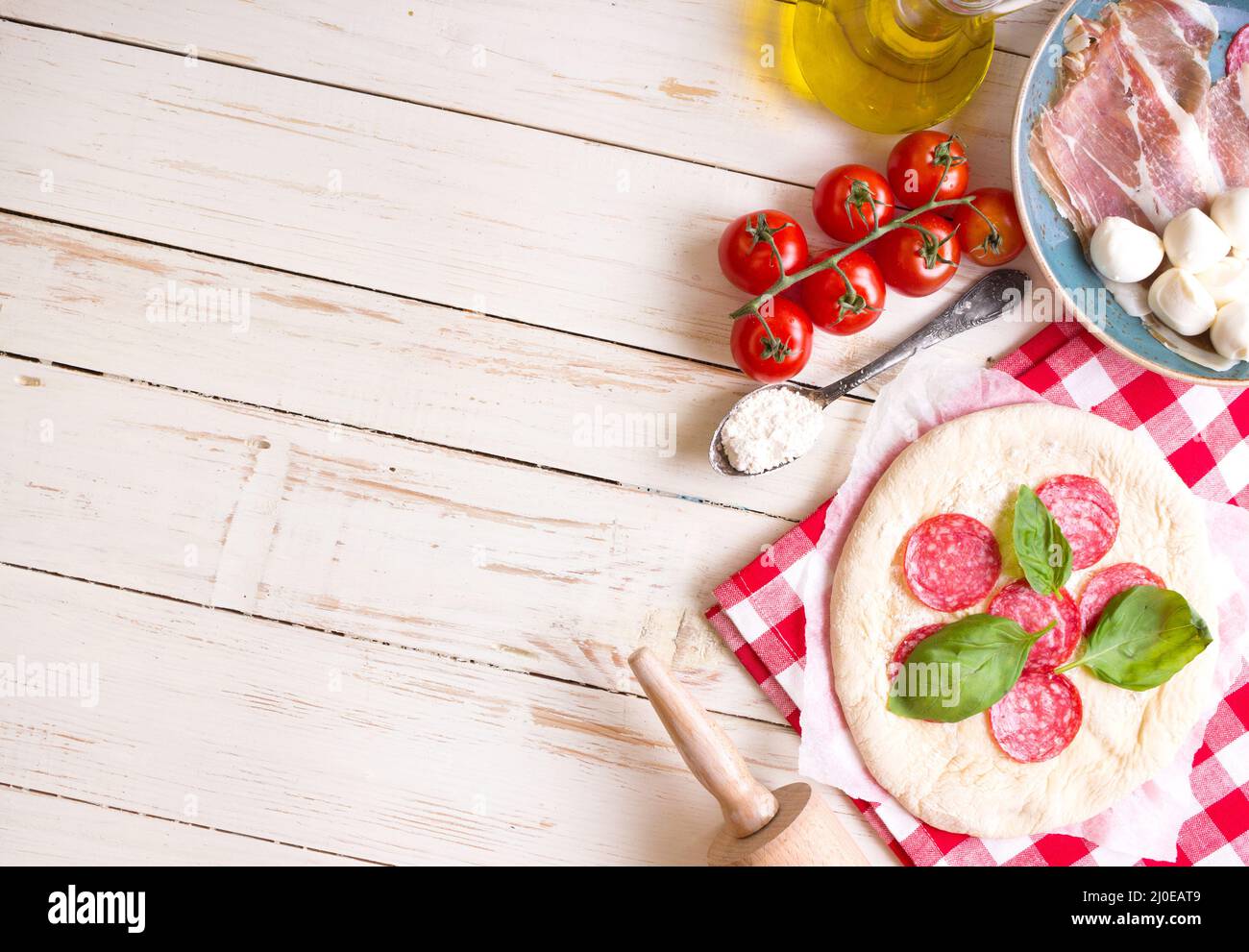 Pizza making background Stock Photo - Alamy