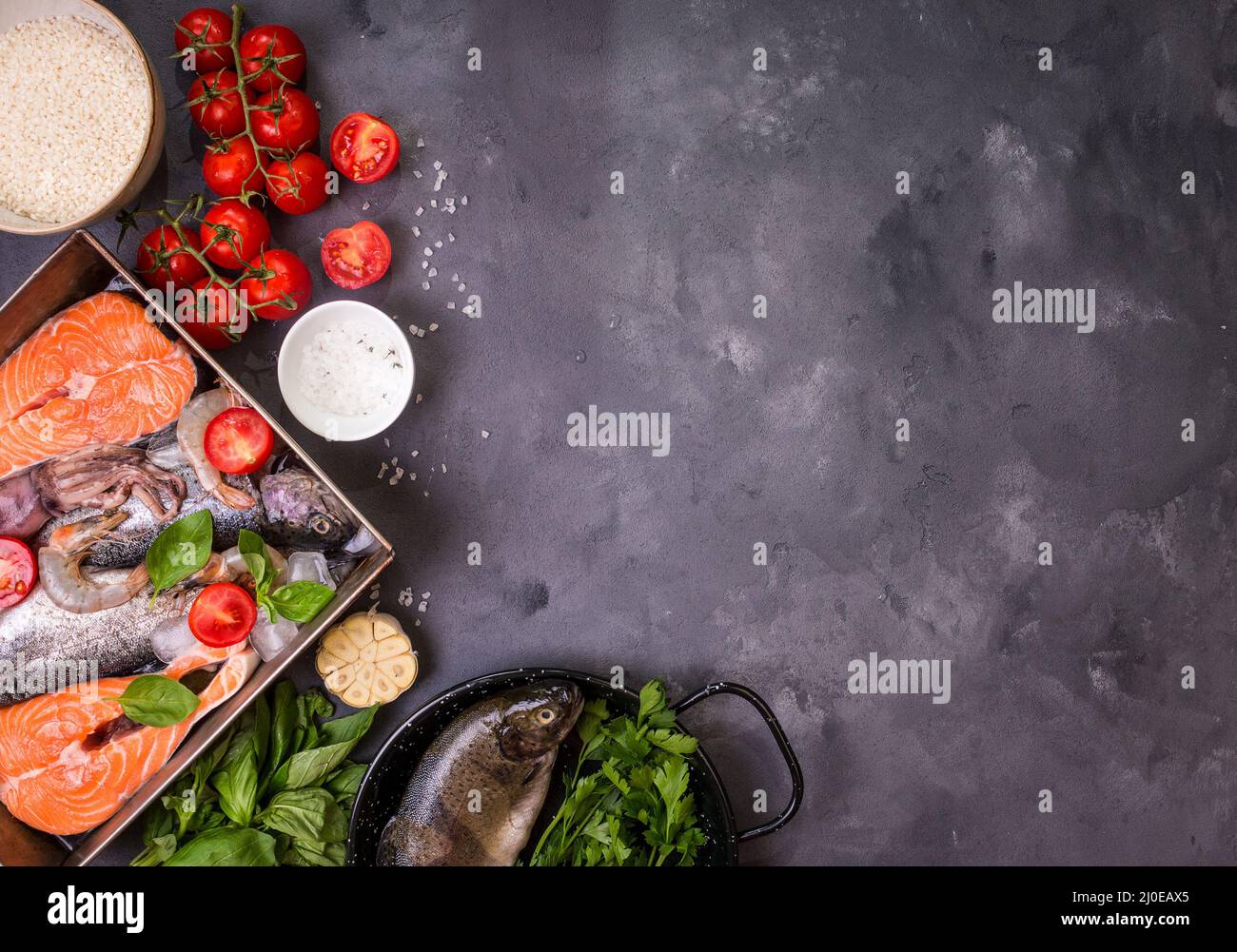 Assorted fish and seafood Stock Photo - Alamy