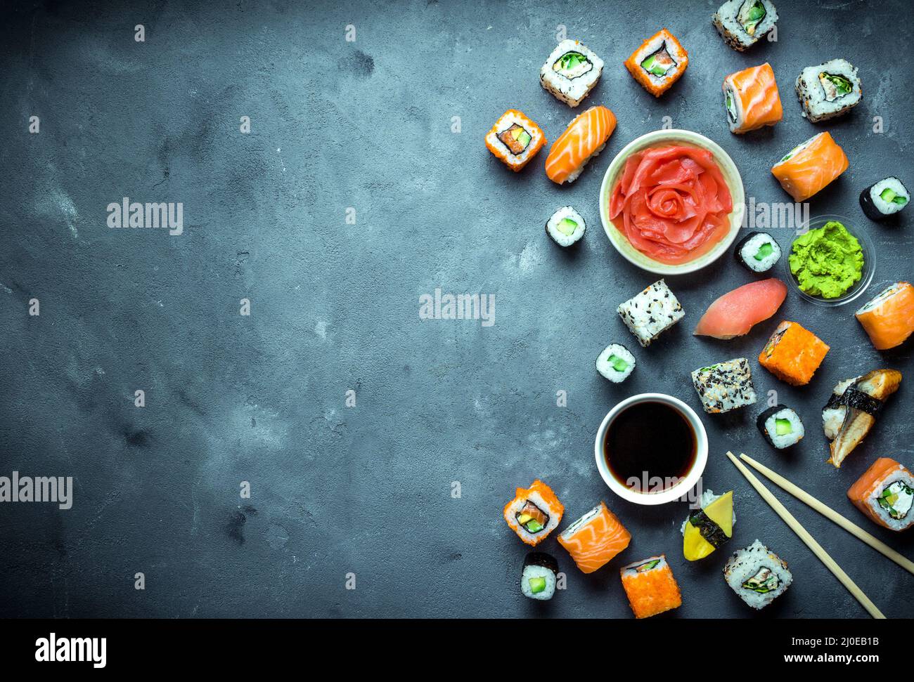Japanese sushi background Stock Photo - Alamy