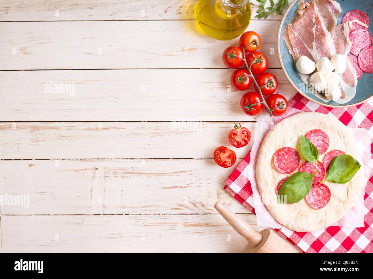 Top view pizza making ingredients hi-res stock photography and images ...