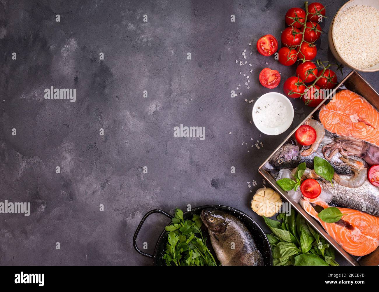 Assorted fish and seafood Stock Photo - Alamy