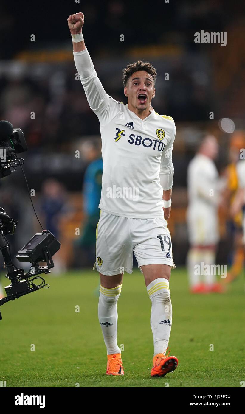 Leeds United's Rodrigo celebrates at the final whistle after the ...