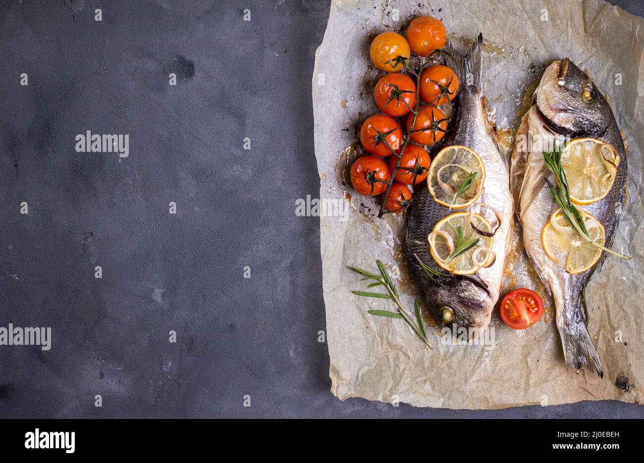 Baked fish background Stock Photo - Alamy