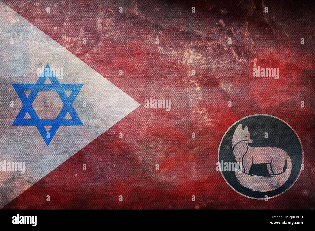 Top view of flag IDF Southern Command, Israel. retro flag with grunge ...