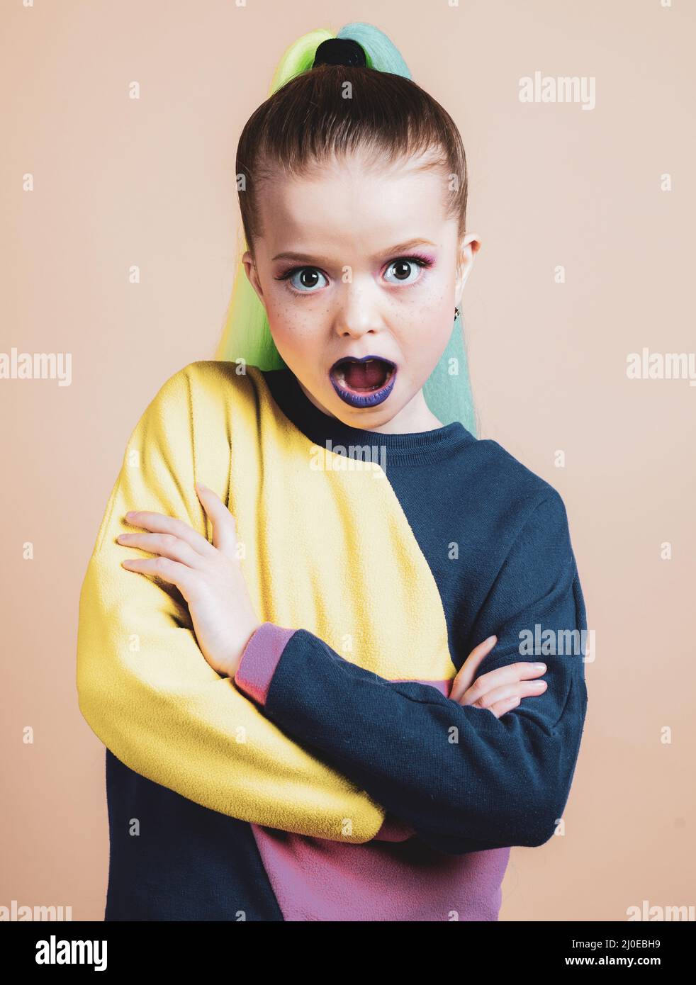 Close-up portrait of a young girl smiling. Stress-free. Kid facial ...