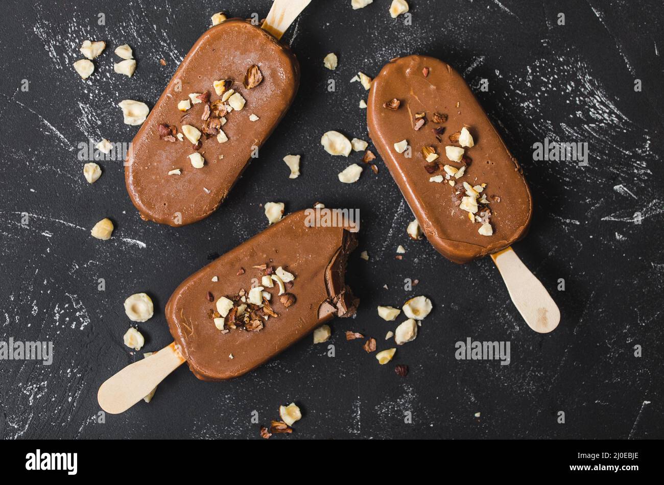 Chocolate ice cream popsicles Stock Photo - Alamy