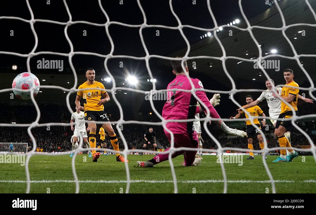 Leeds United's Luke Ayling scores their side's third goal of the game ...