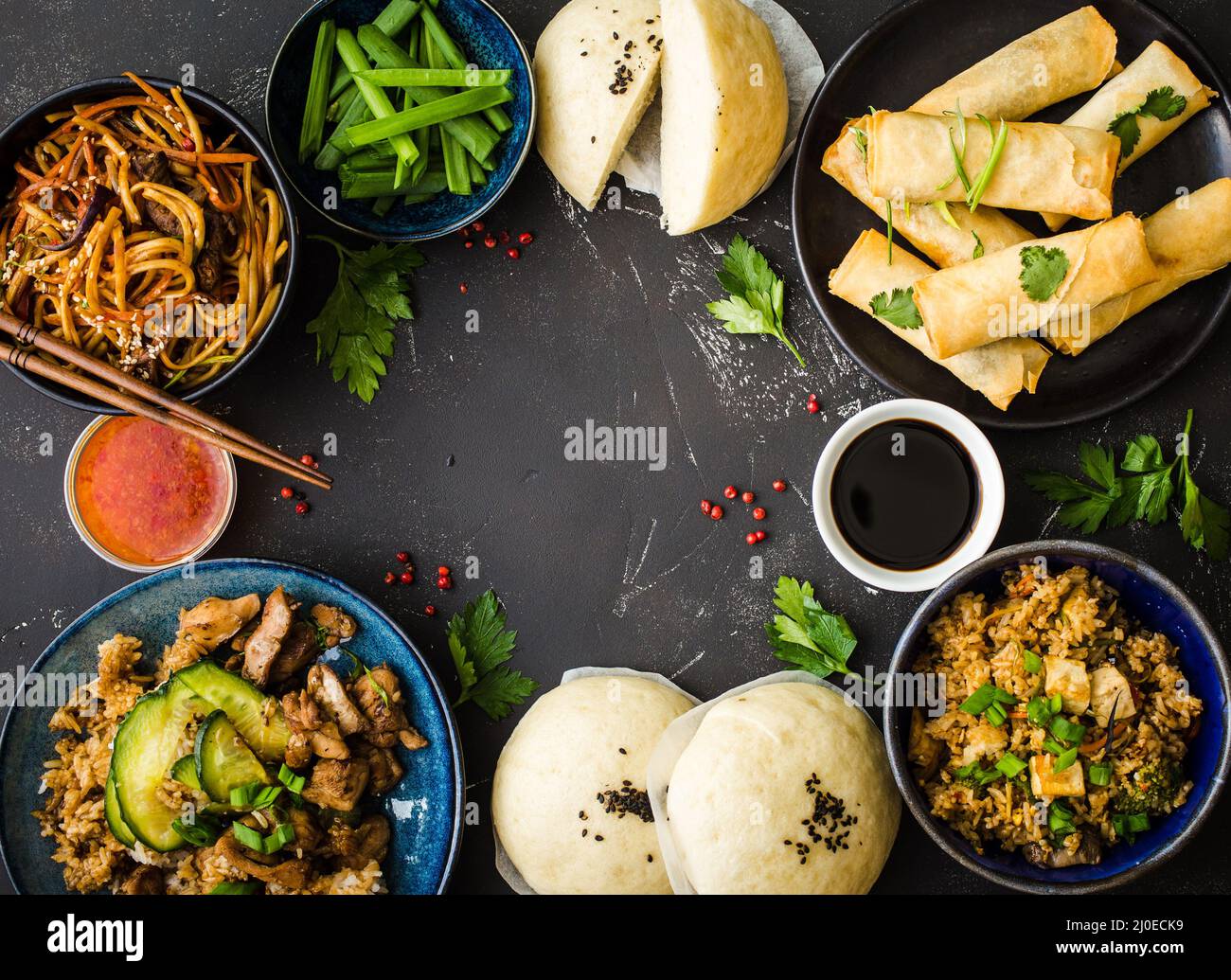 Asian assorted food set Stock Photo - Alamy