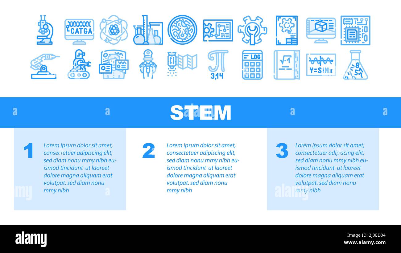 Stem Engineer Process And Science Landing Header Vector Stock Vector ...