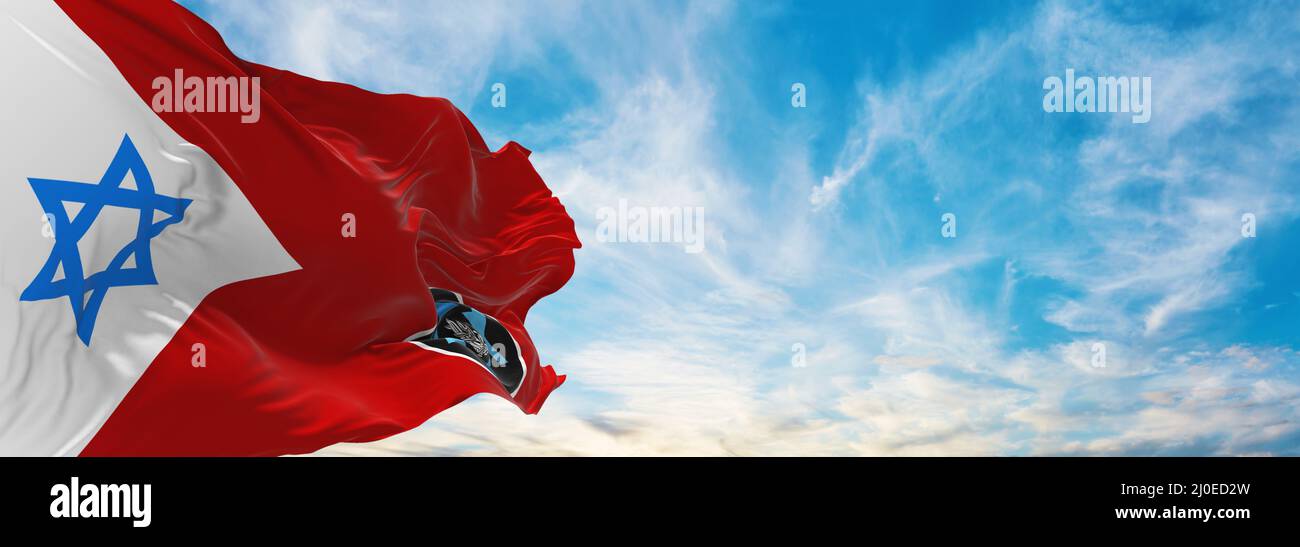 flag of IDF Manpower Directorate , Israel at cloudy sky background on ...