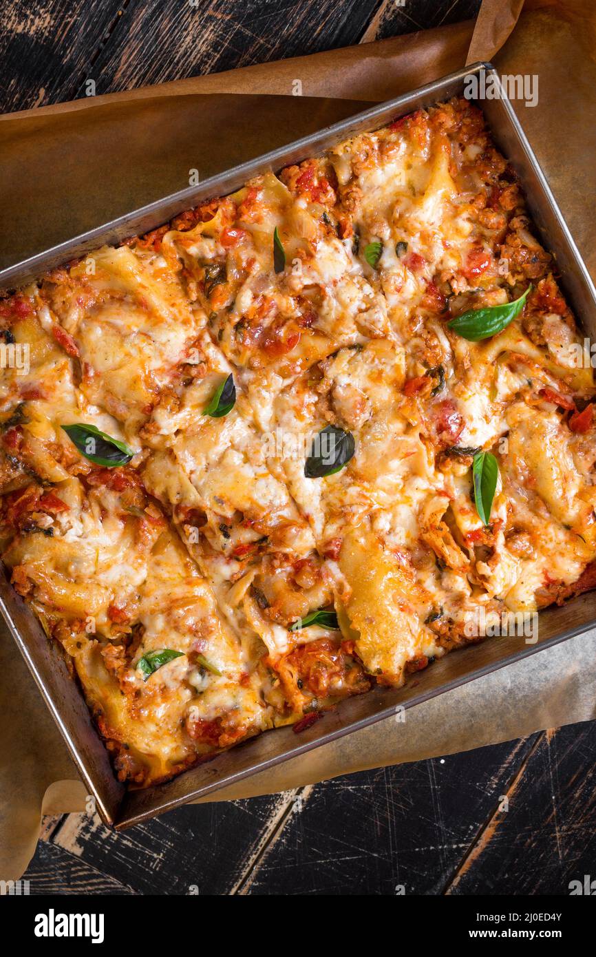 Close-up of a traditional italian lasagna Stock Photo - Alamy