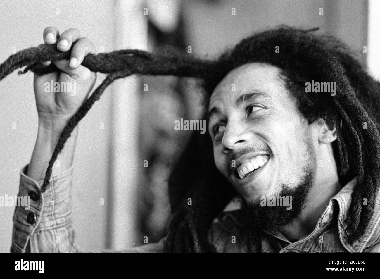 Jamaican singer Bob Marley seen here in interview with the Daily Mirror ...