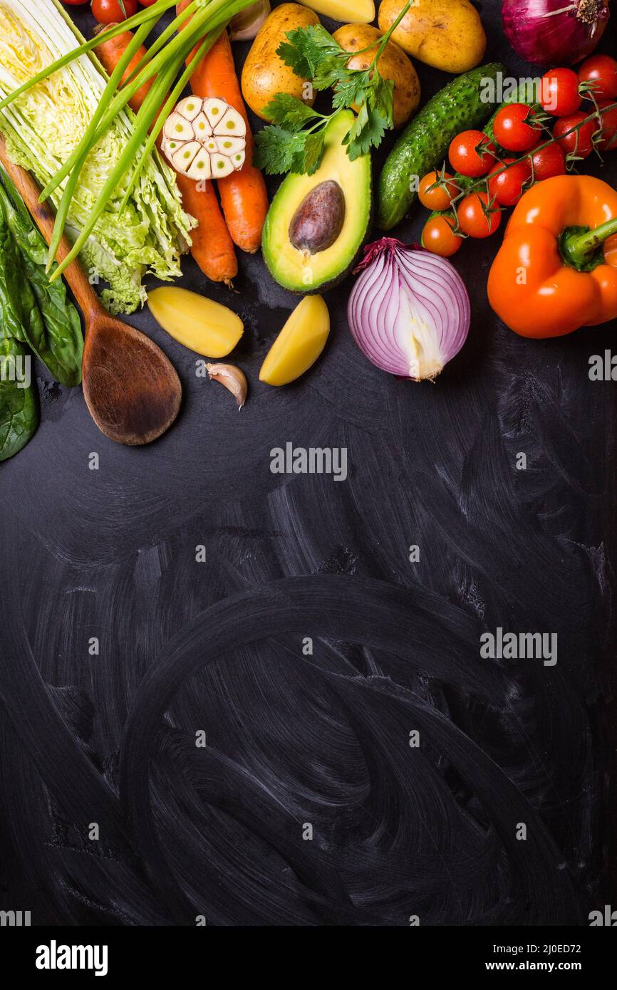 Food frame with vegetables Stock Photo - Alamy