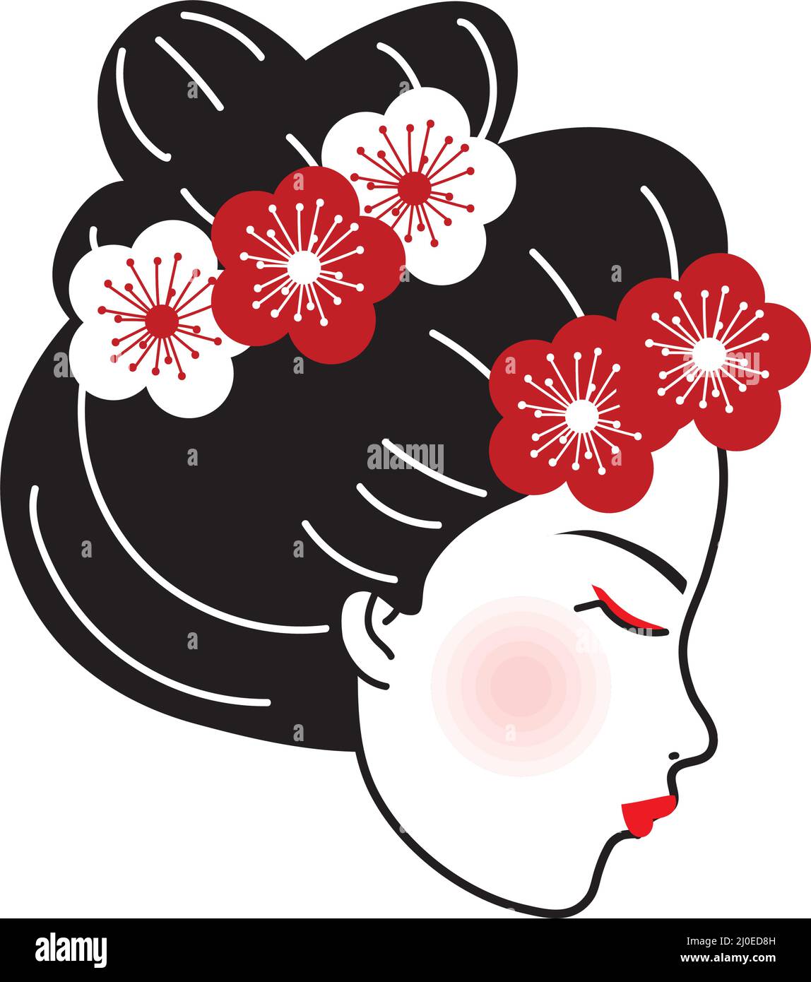 geisha with flowers in hair Stock Vector Image & Art - Alamy